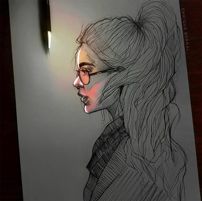 Lit: Fluorescent Pencil Drawings by Enrique Bernal | Daily design ...