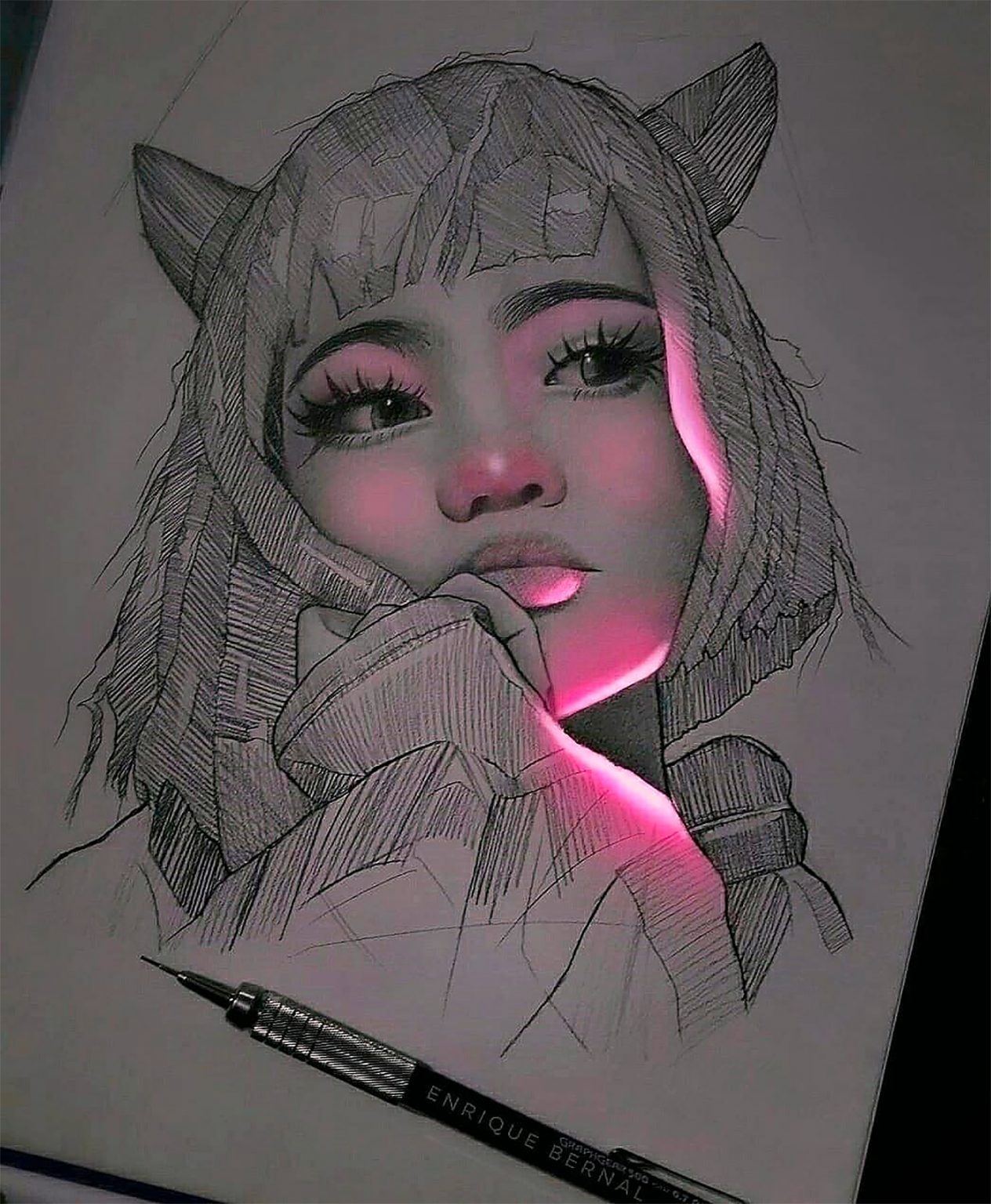 Lit: Fluorescent Pencil Drawings by Enrique Bernal | Daily design ...