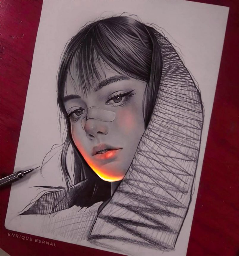 Lit: Fluorescent Pencil Drawings by Enrique Bernal | Daily design ...