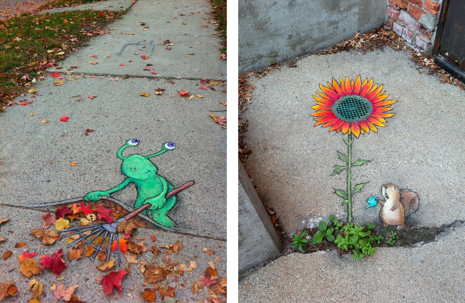 Whimsical Temporary Street Art by David Zinn | Daily design inspiration ...