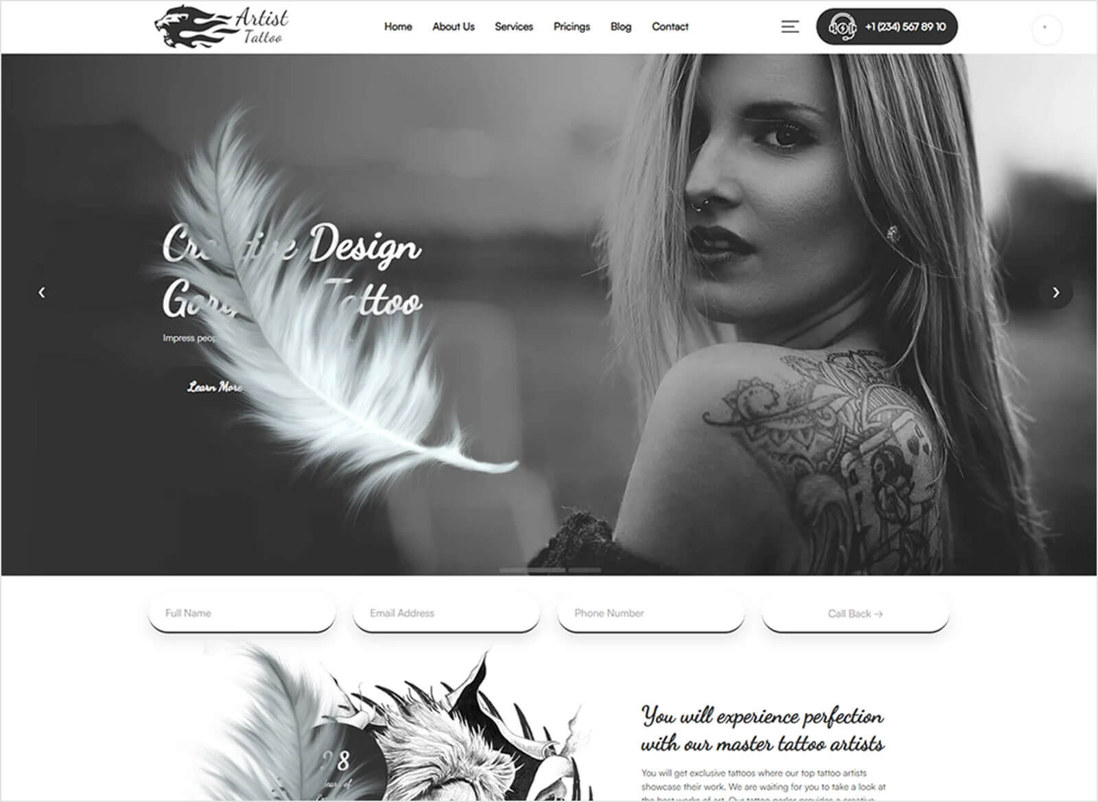 20 Best Tattoo Studio WordPress Themes for Talented Ink Artists | Daily design inspiration for ...